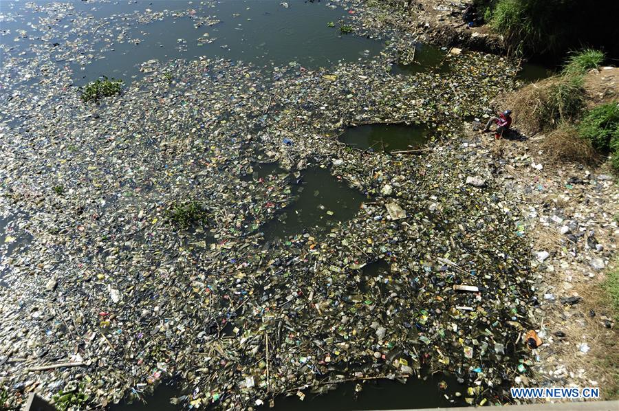 Citarum river covered by plastic waste in Bandung, Indonesia - Xinhua ...