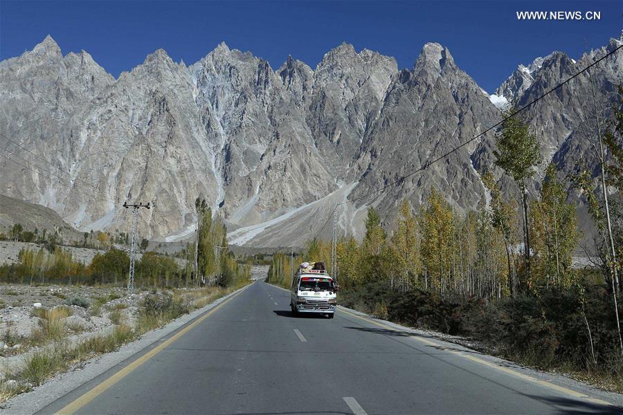 View of Karakoram Highway, only land route linking Pakistan with China ...