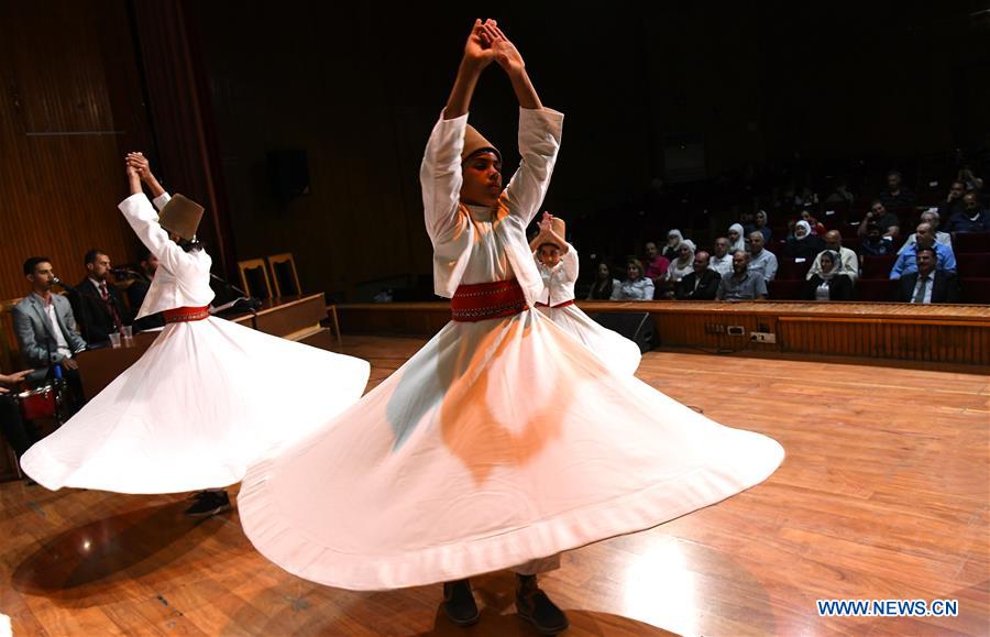 Whirling dervishes perform traditional dance in Damascus, Syria ...