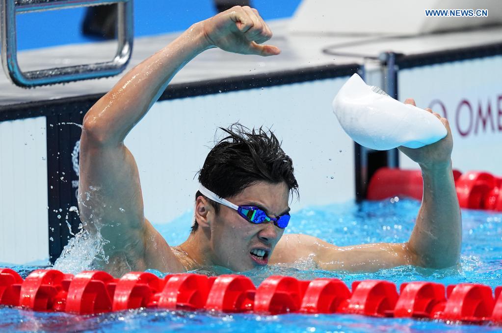 Chinese swimmer Wang wins men's 200m IM at Tokyo Olympics - Xinhua ...