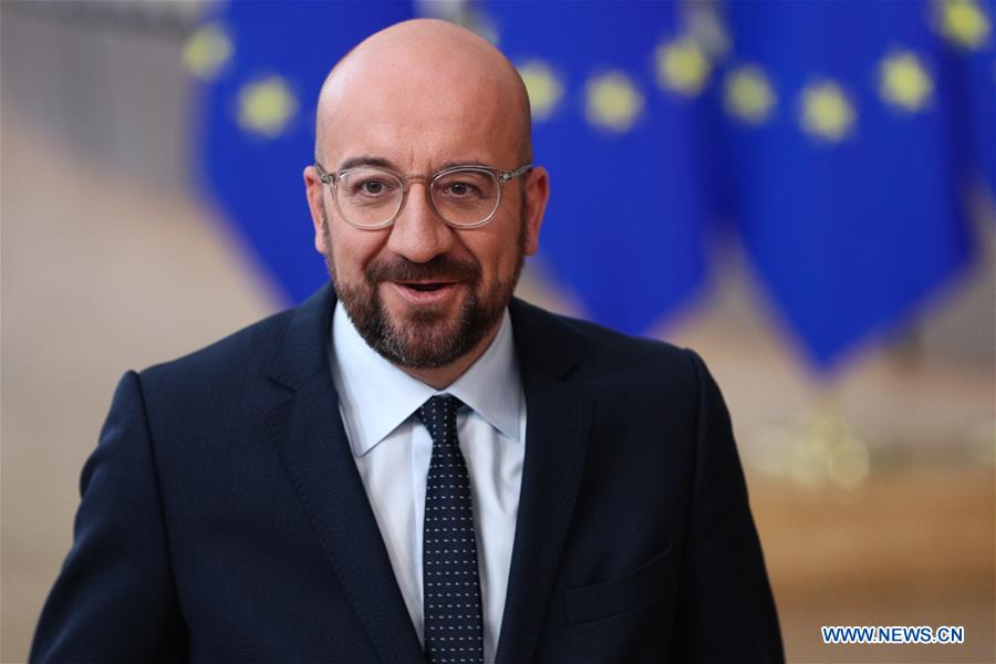 New president of European Council speaks to media in Brussels, Belgium ...